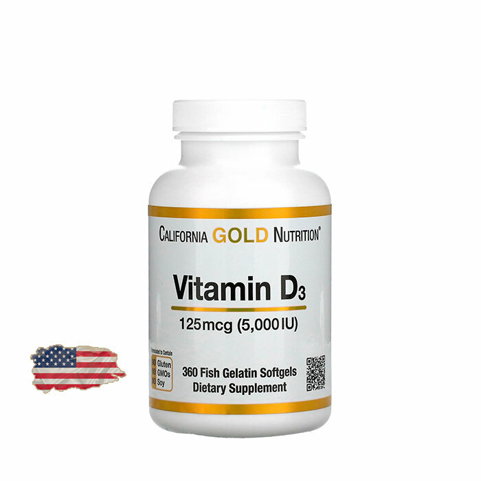 Витамин Д3 California Gold Nutrition Vitamin D3 125 мкг 5000 МЕ - 360 ...
